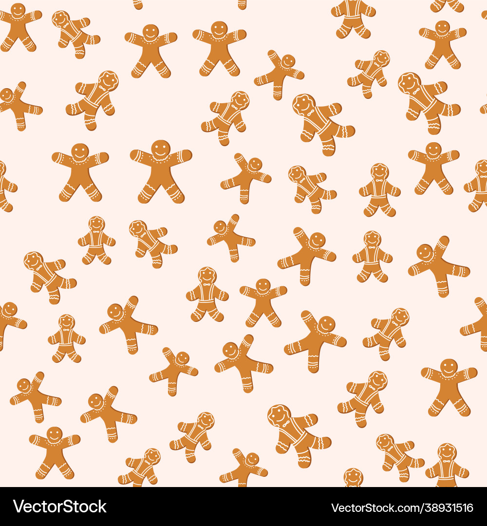 Gingerbread man is decorated in xmas hat Vector Image