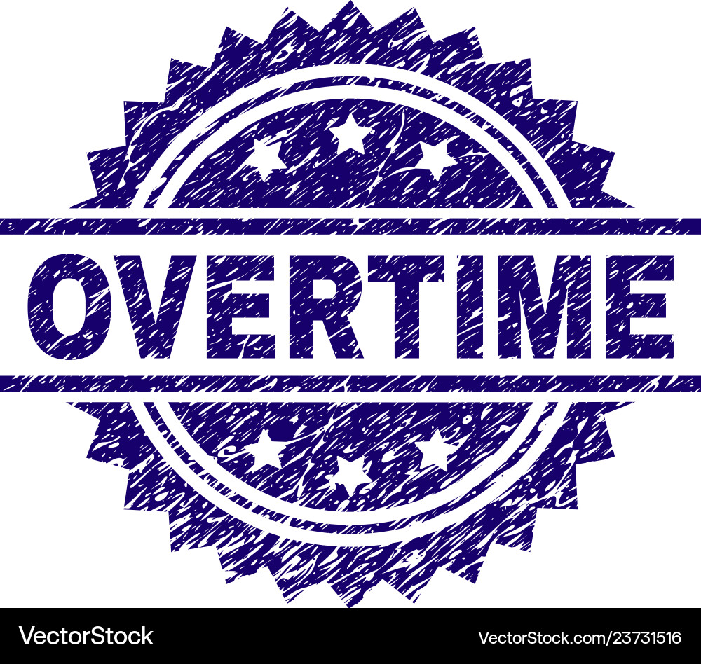 Grunge textured overtime stamp seal Royalty Free Vector