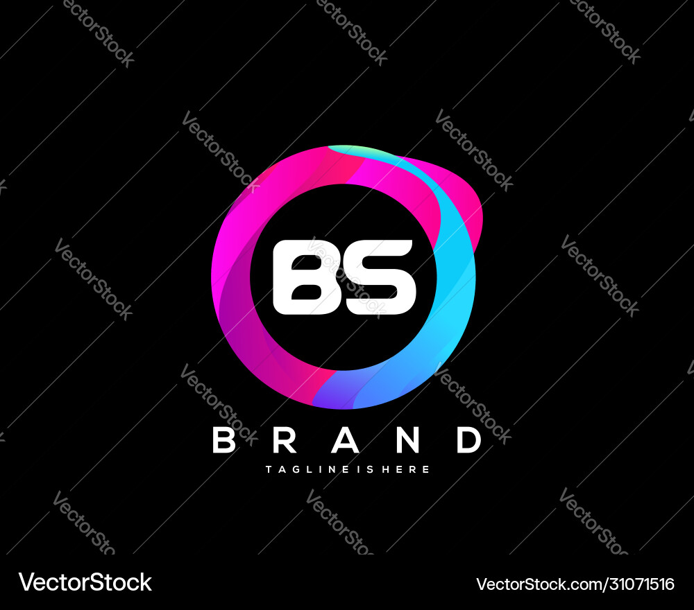 Letter bs gradient color logo design Royalty Free Vector