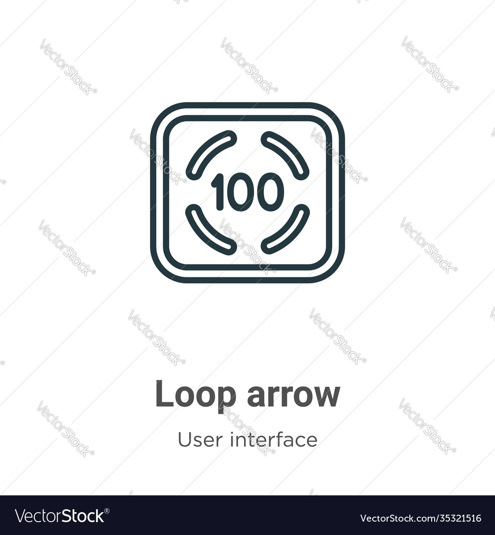 Loop arrow outline icon thin line black Royalty Free Vector