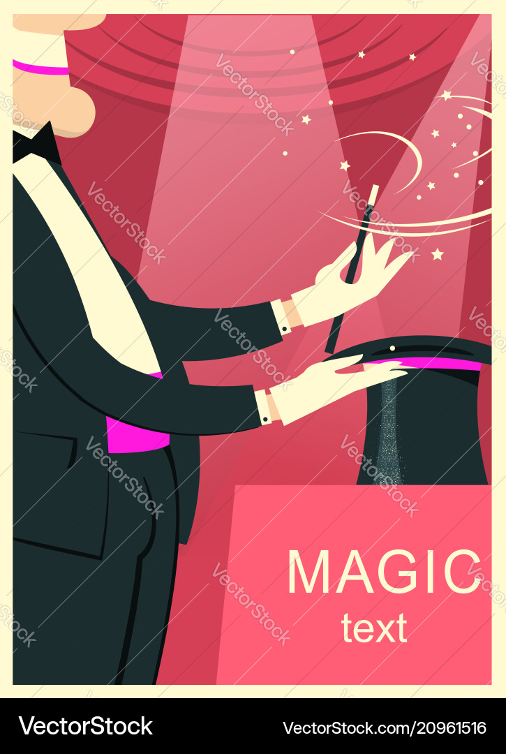 Magician man doing a trick with magic wand Vector Image