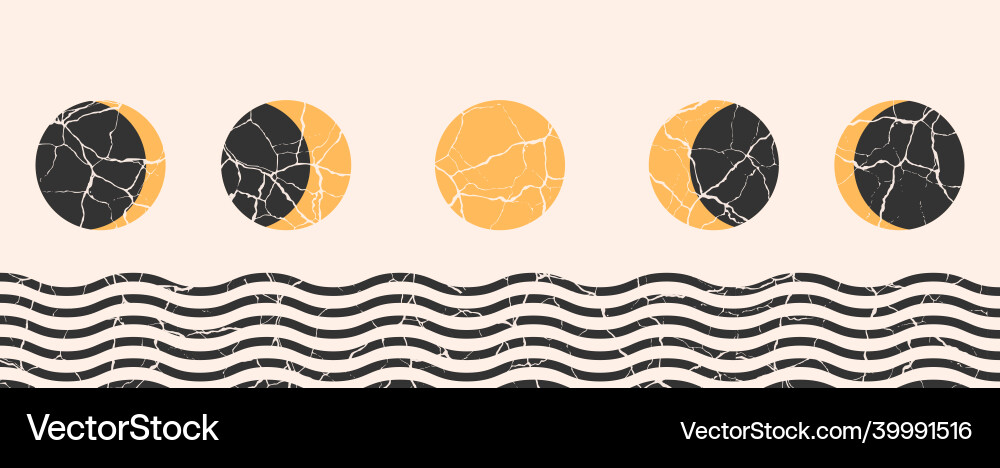 Modern moon minimal art background moon Royalty Free Vector