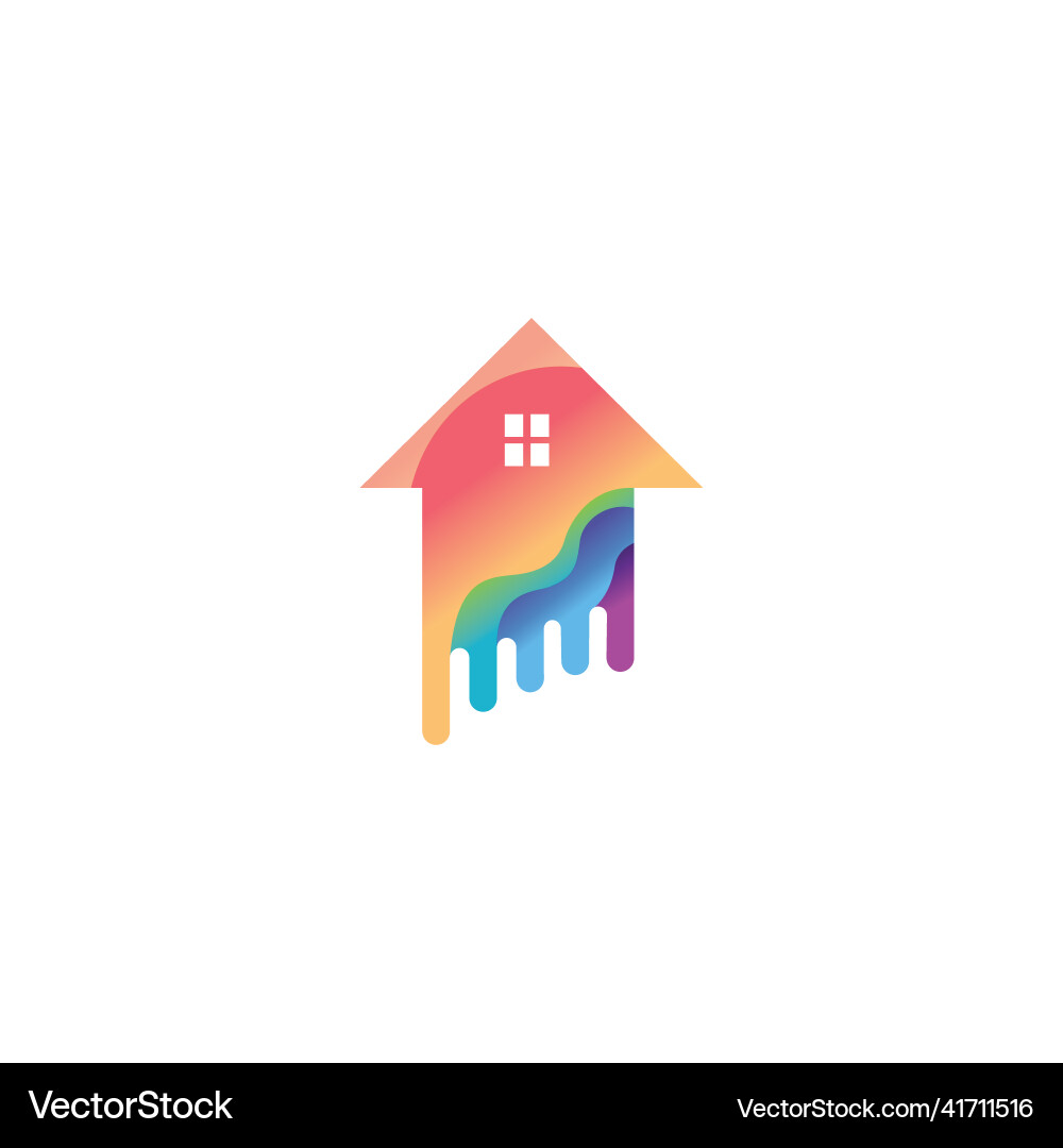 Paint logo house color design template Royalty Free Vector