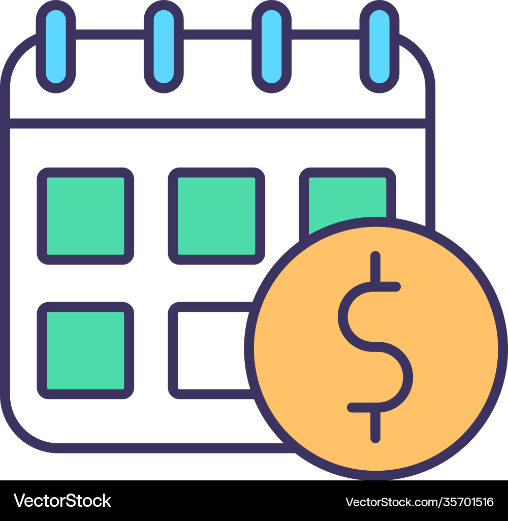 Payment schedule rgb color icon Royalty Free Vector Image