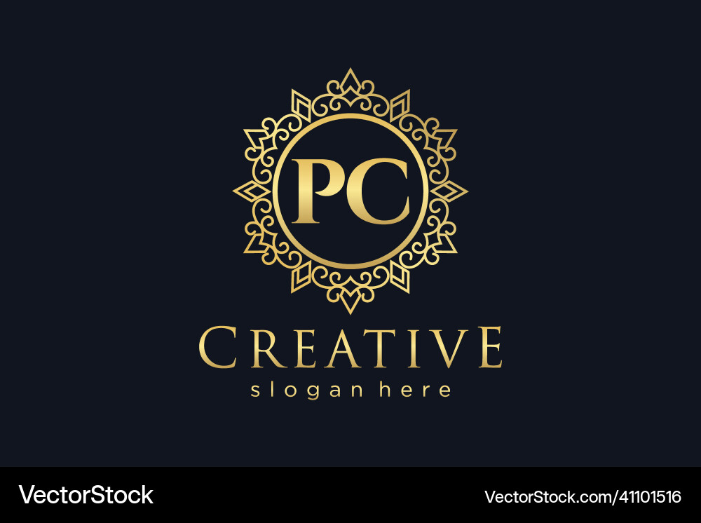 Pc initial letter luxury calligraphic feminine Vector Image