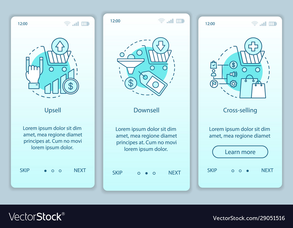 Sales techniques onboarding mobile app page Vector Image