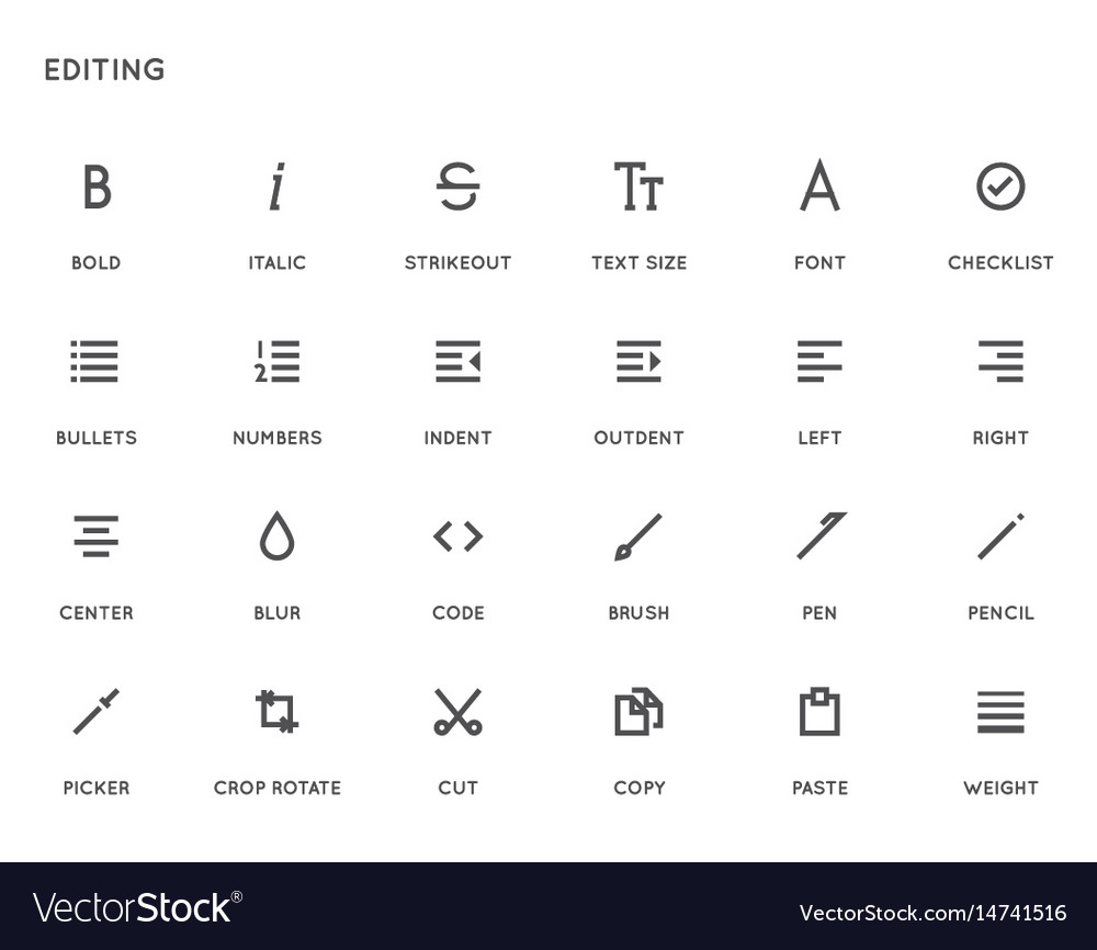Text editing user interface ui icon set high Vector Image
