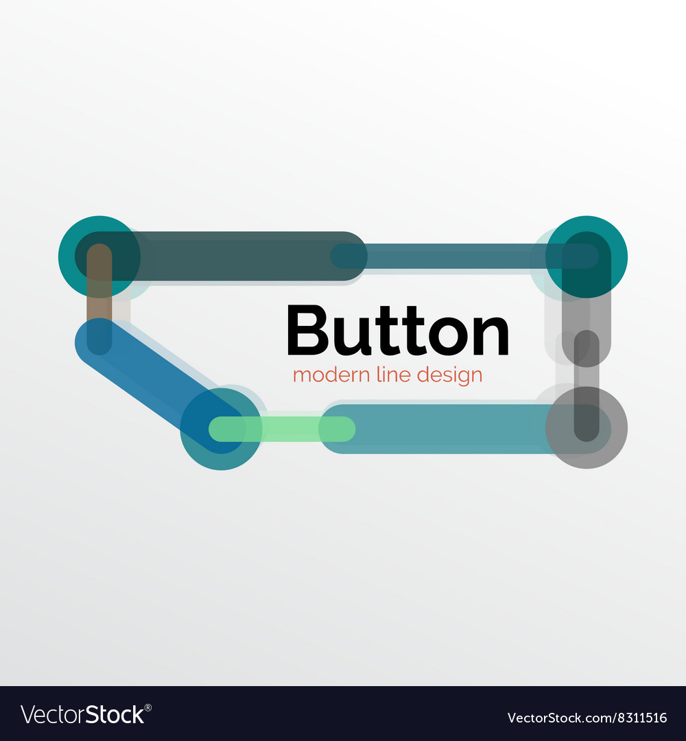 Thin line design geometric button flat Royalty Free Vector