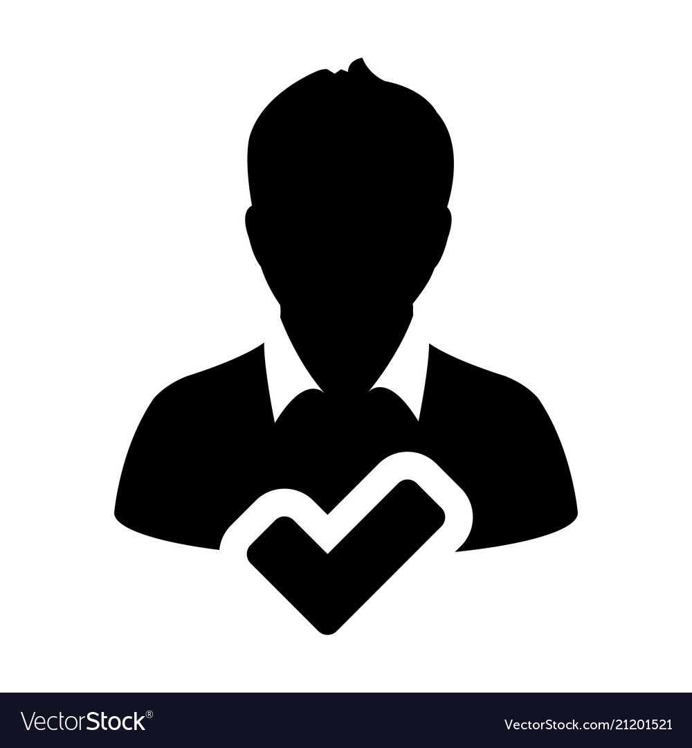 Approve avatar icon male user person profile Vector Image Approve avatar icon male user person profile Vector Image