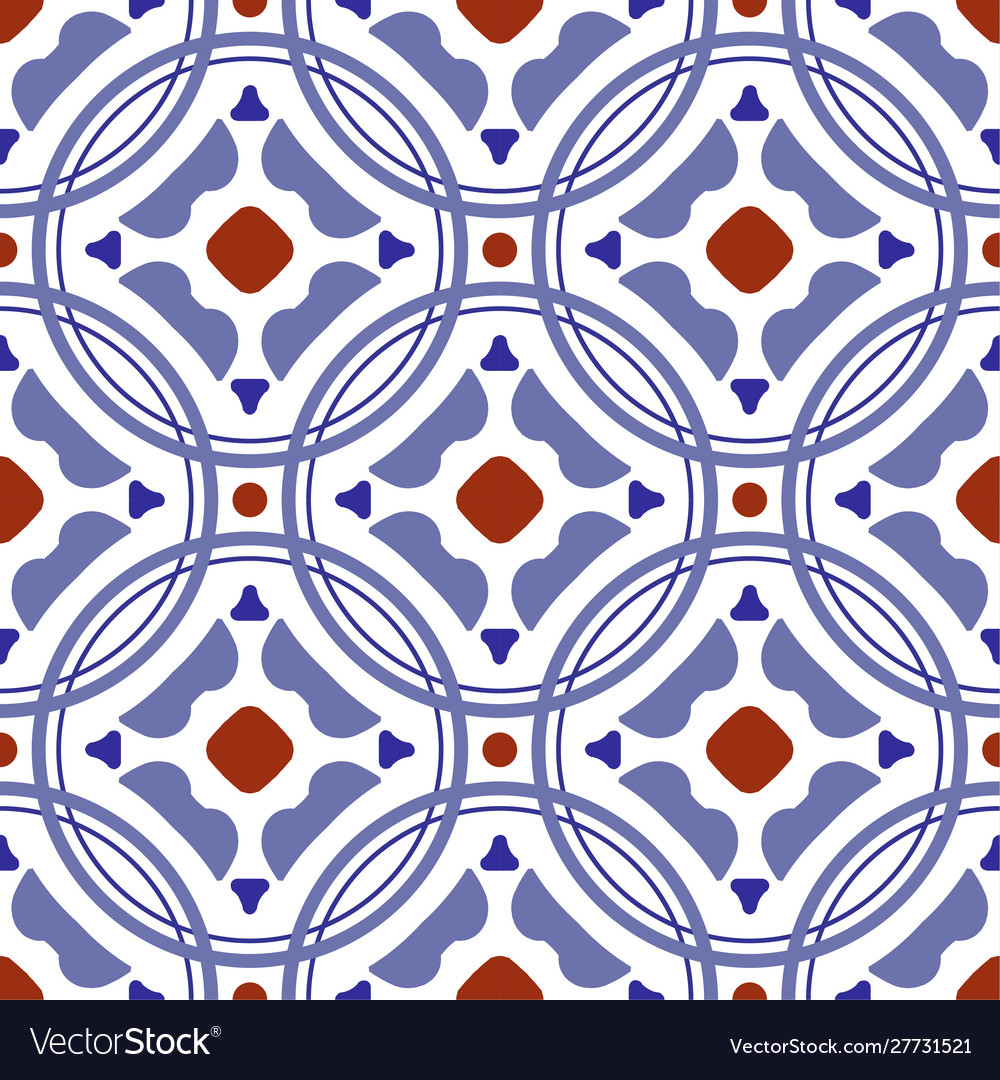 Ceramic tile pattern vintage tiled design with Vector Image