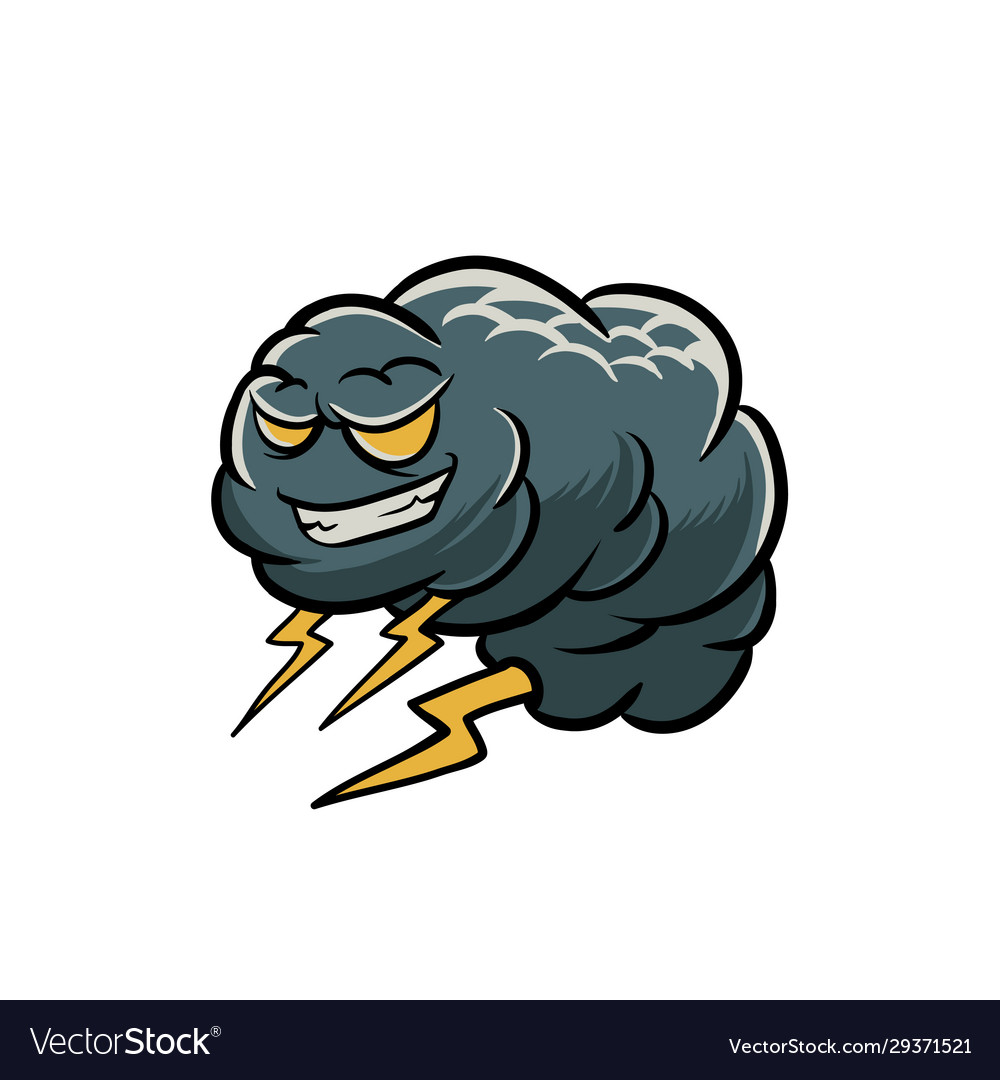 Cloud monster with thunderbolt Royalty Free Vector Image