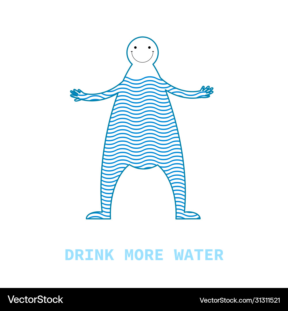 Figure cartoon man with water inside the concept Vector Image