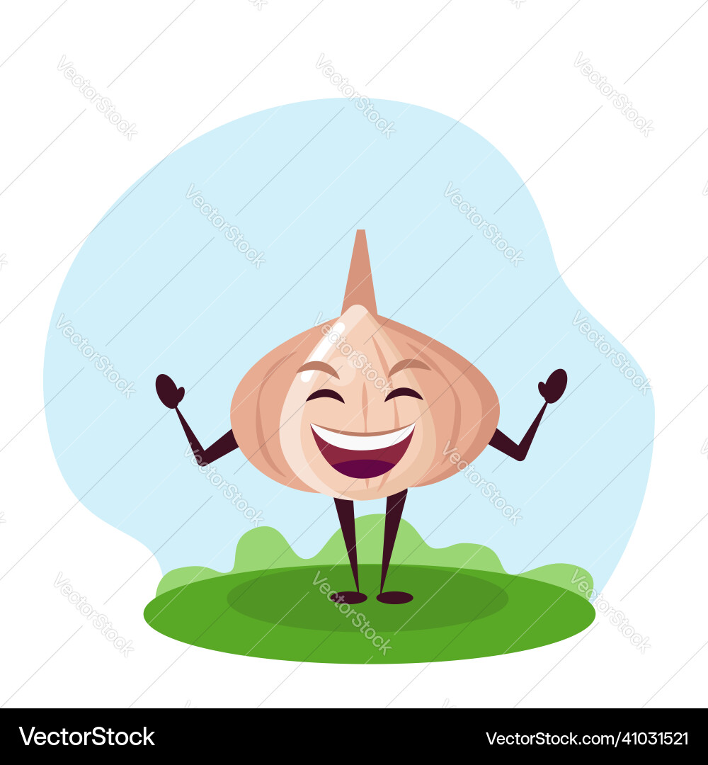 Funny garlic character in cartoon style Royalty Free Vector