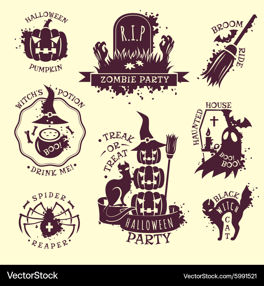 Halloween emblems Royalty Free Vector Image - VectorStock