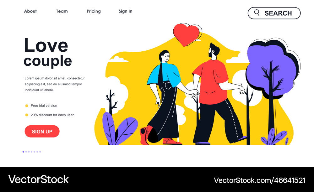 Love couple concept for landing page template Vector Image