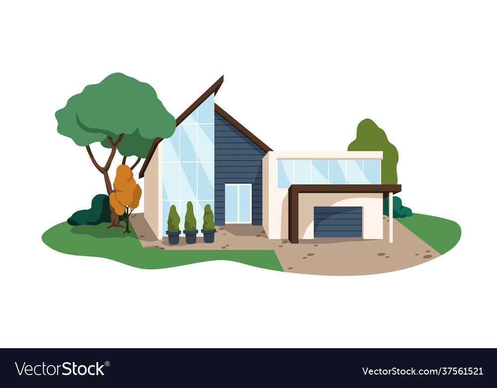 Modern house building contemporary architecture Vector Image
