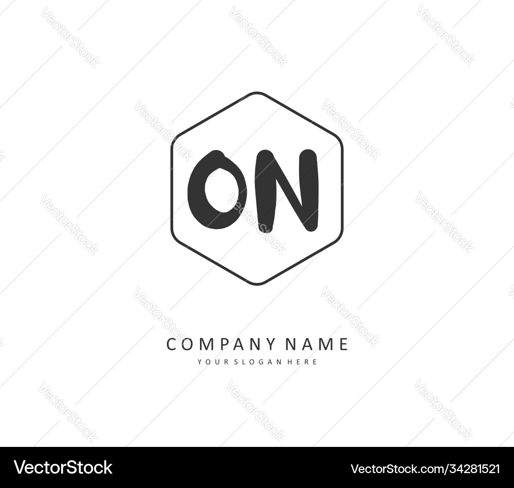 O n on initial letter handwriting and signature Vector Image