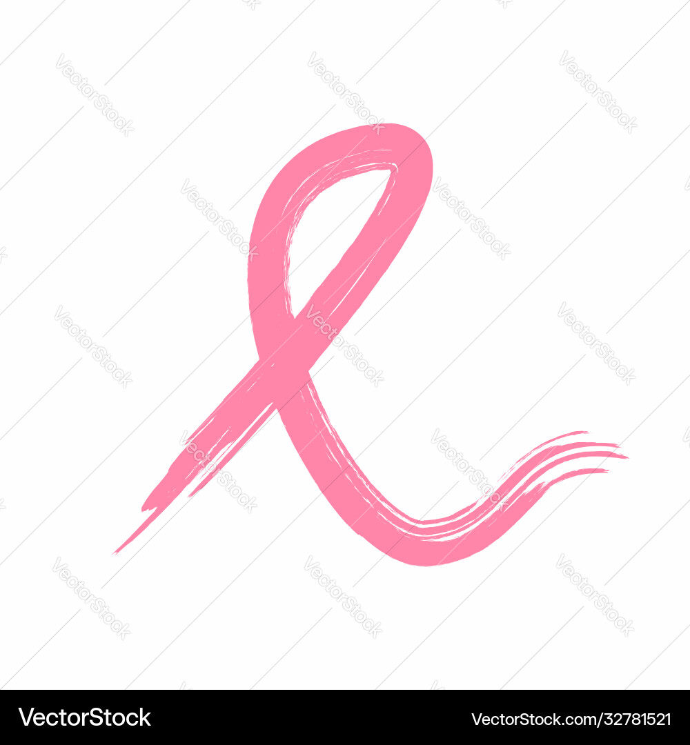 Pink ribbon drawn hand with rough brush Royalty Free Vector