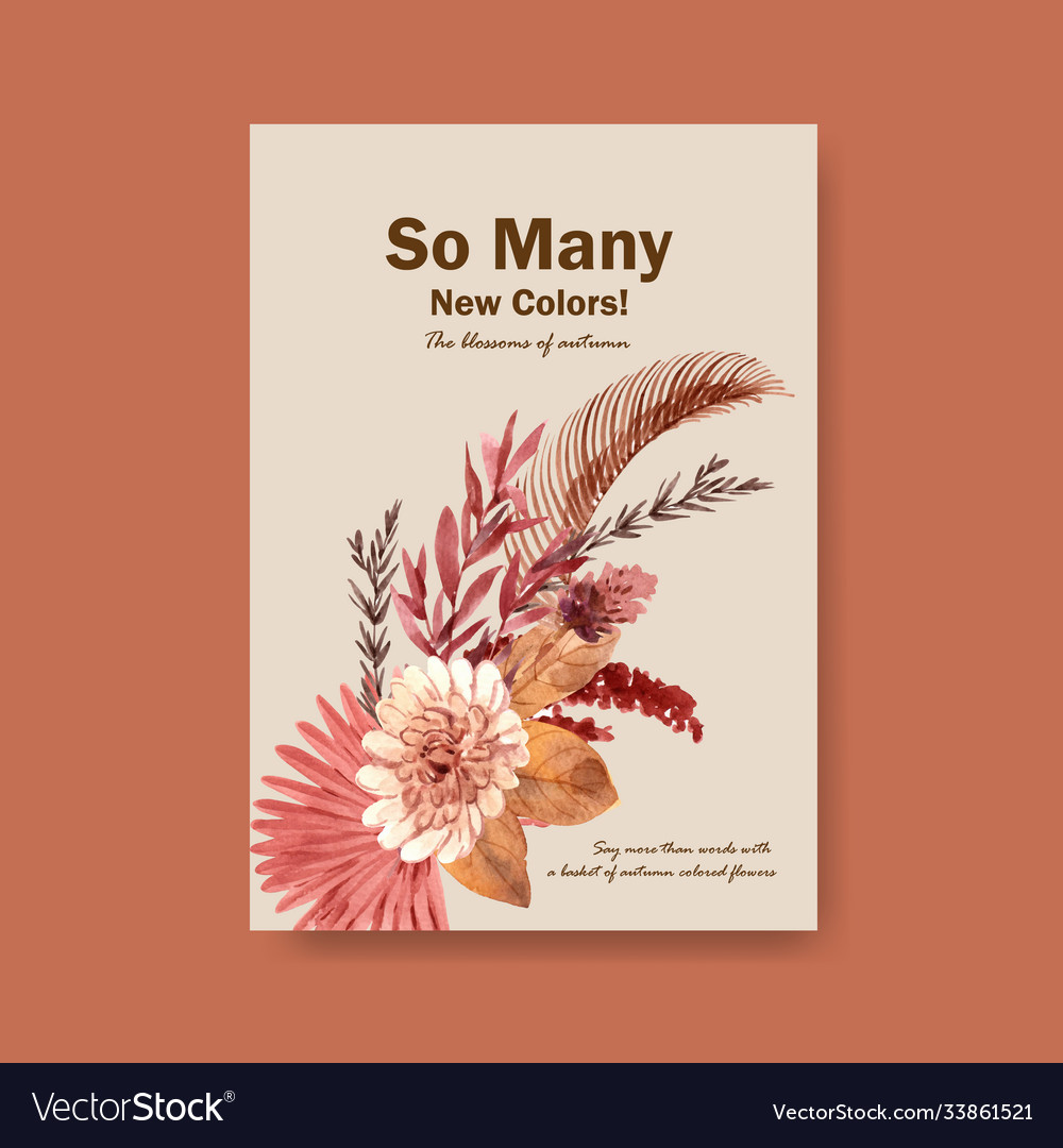 Poster template with autumn flower concept design Vector Image