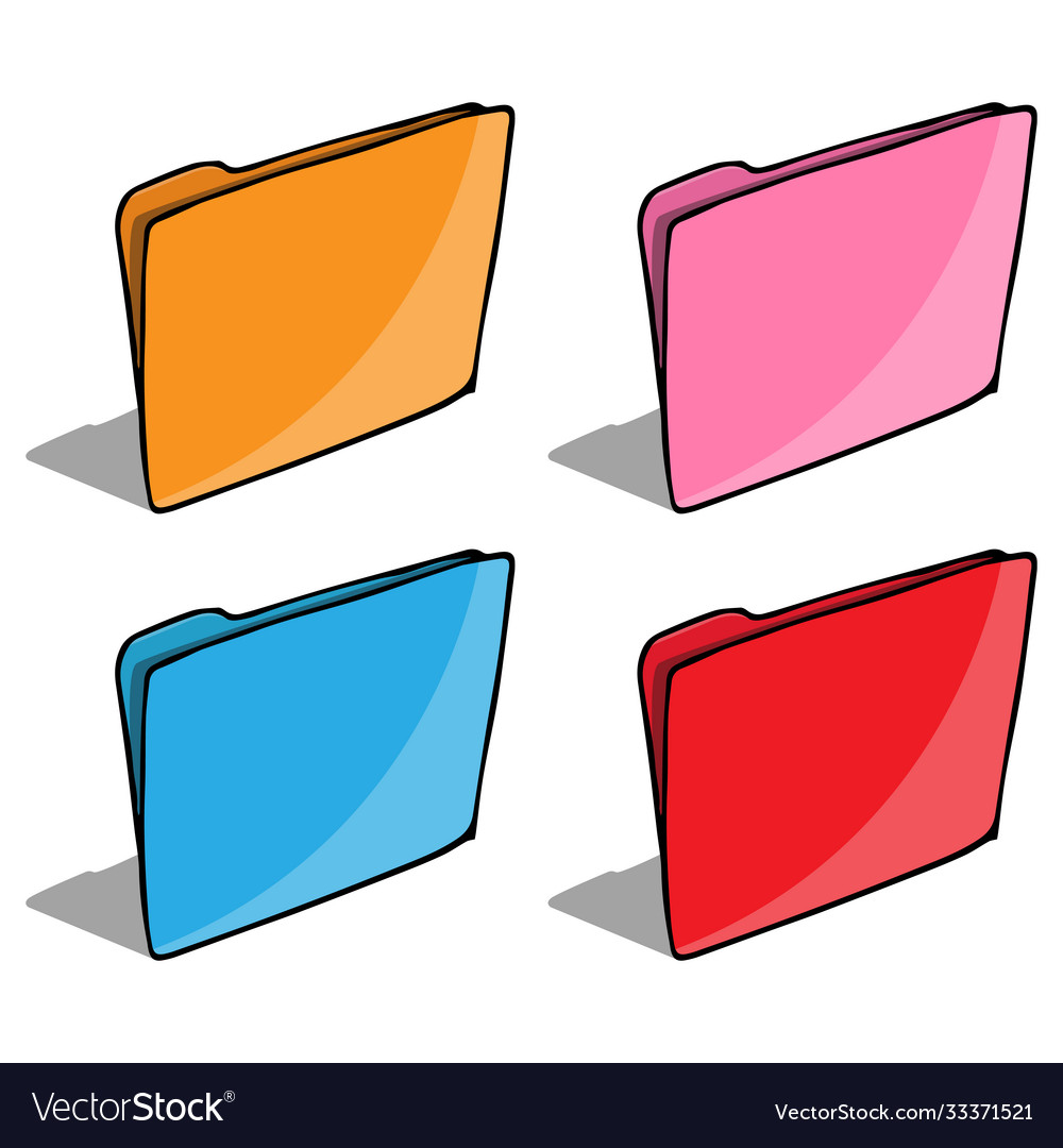 Set folder document symbol folder file hand drawn Vector Image