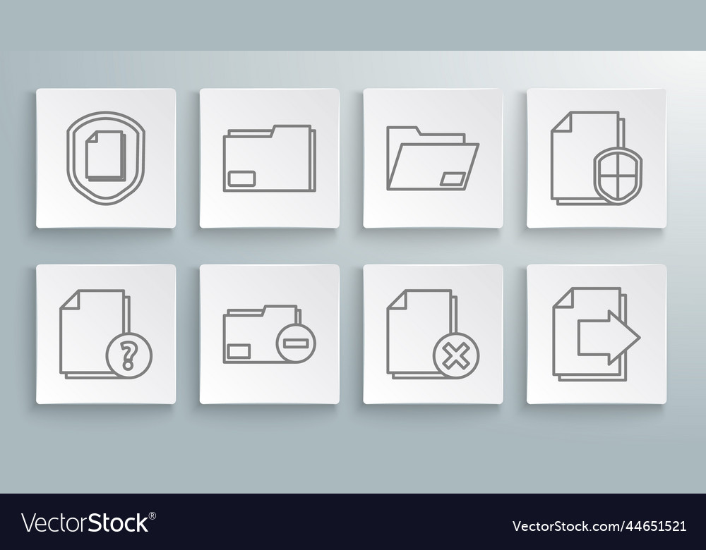 Set line unknown document document folder Vector Image Set line unknown document document folder Vector Image