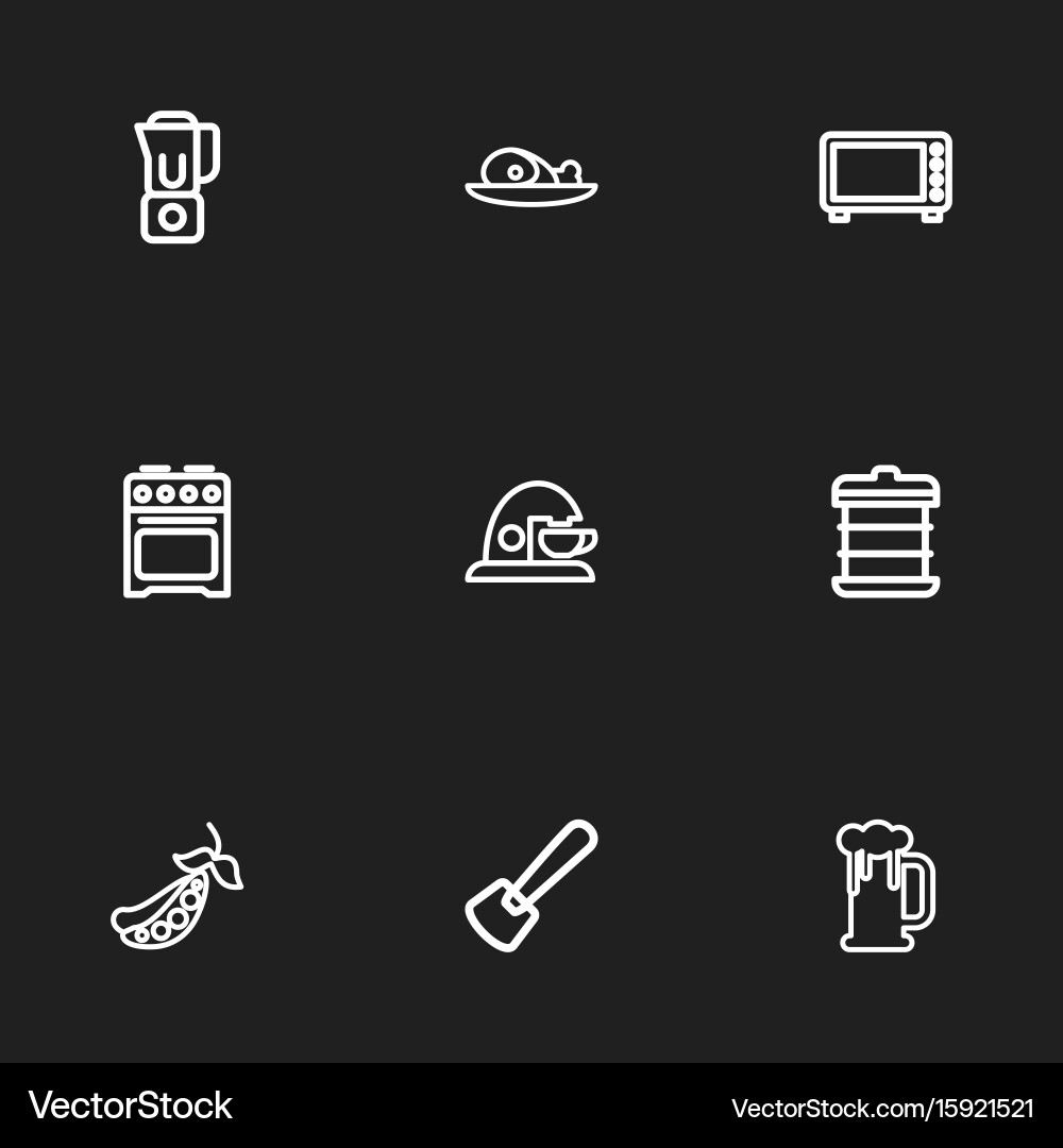 Set of 9 editable cooking outline icons includes Vector Image
