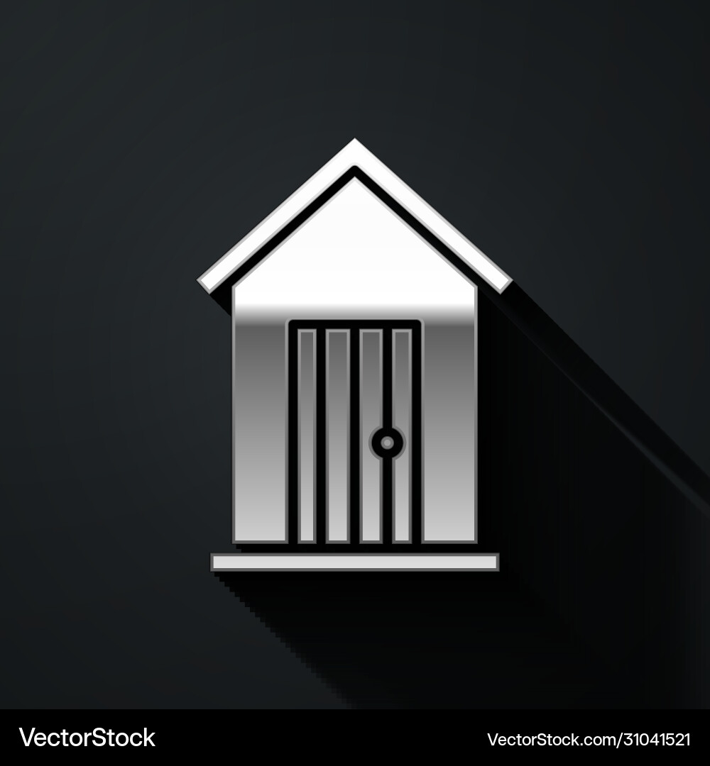 Silver farm house icon isolated on black Vector Image