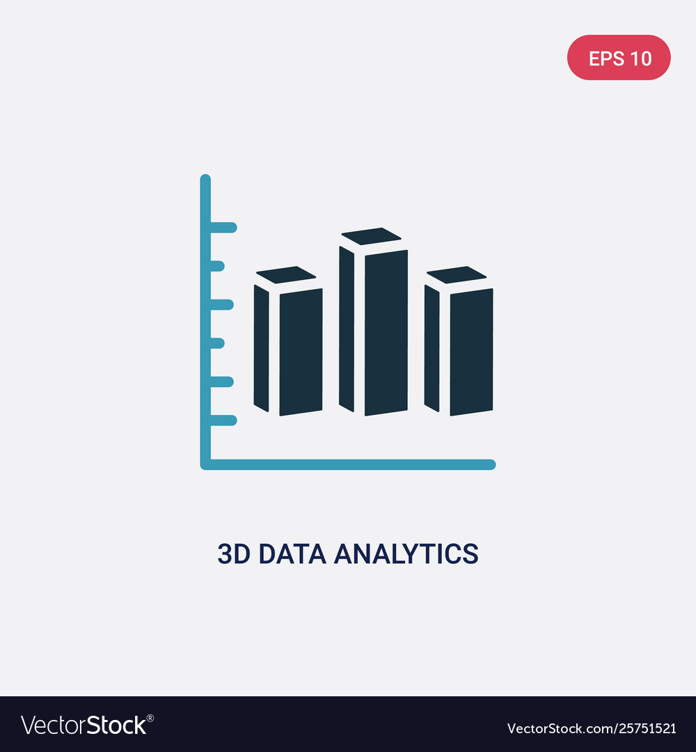 Two color 3d data analytics dual bars icon from Vector Image