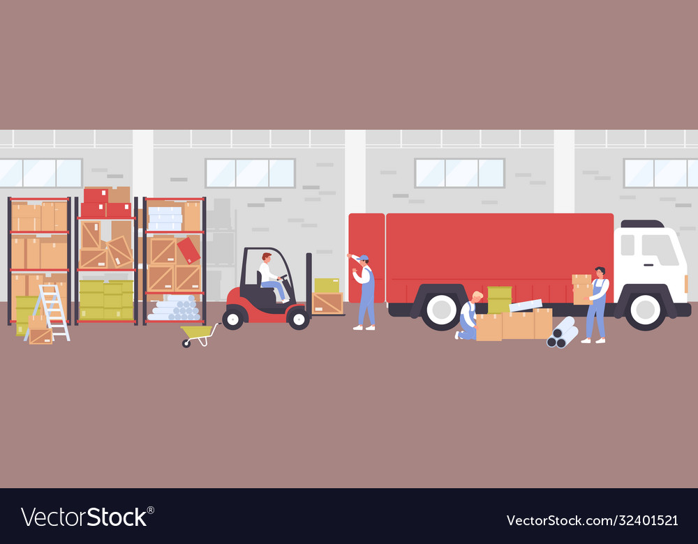 Warehouse delivery process Royalty Free Vector Image