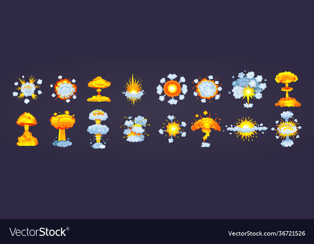 Animation for game explosion effect frame Vector Image