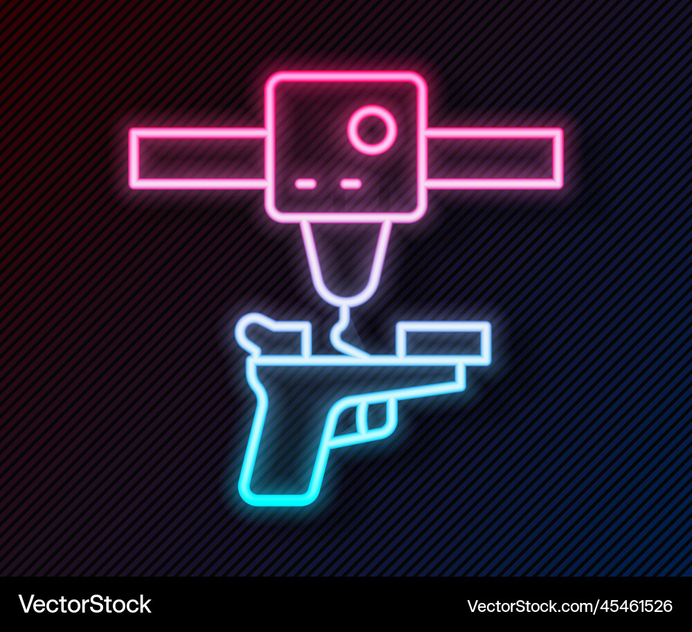 Glowing neon line 3d printer gun icon isolated Vector Image