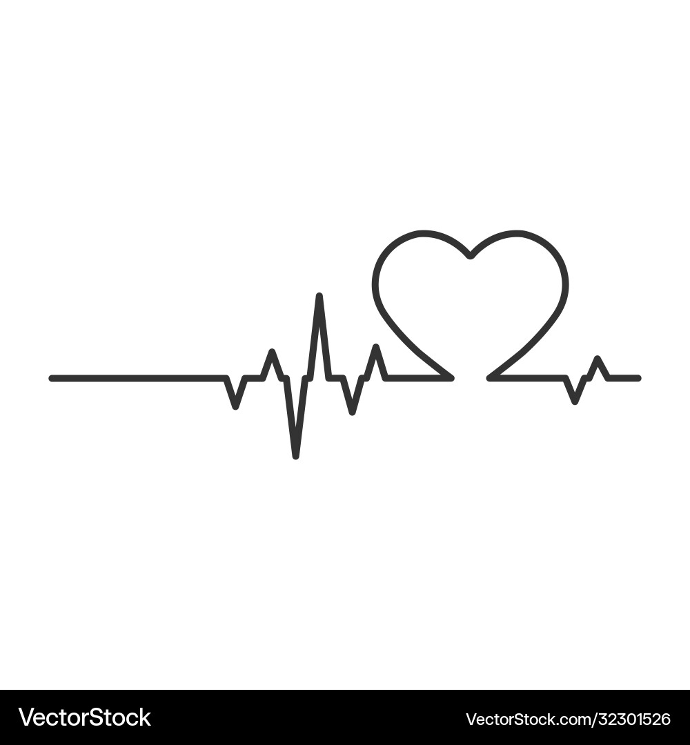 Heart and cardiogram pulse contour Royalty Free Vector Image