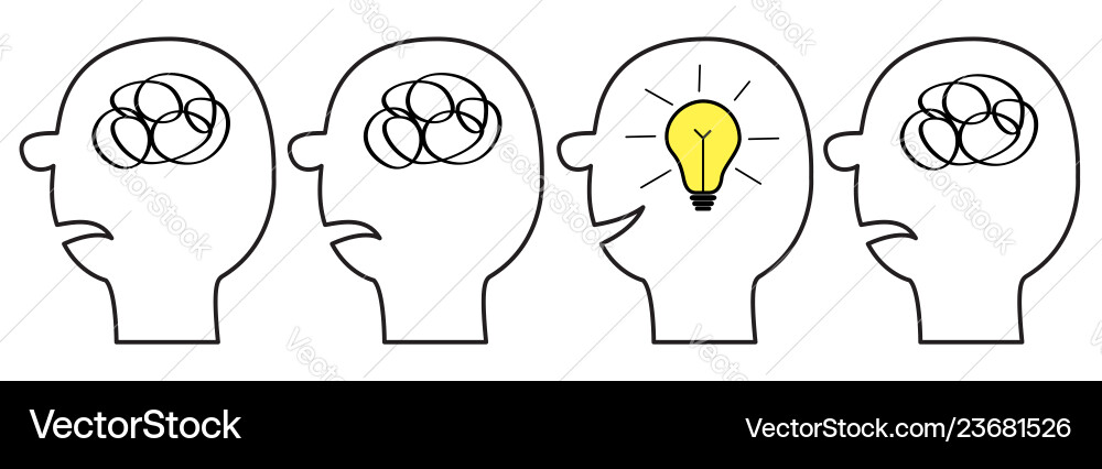 Human face icon set black line silhouette idea Vector Image