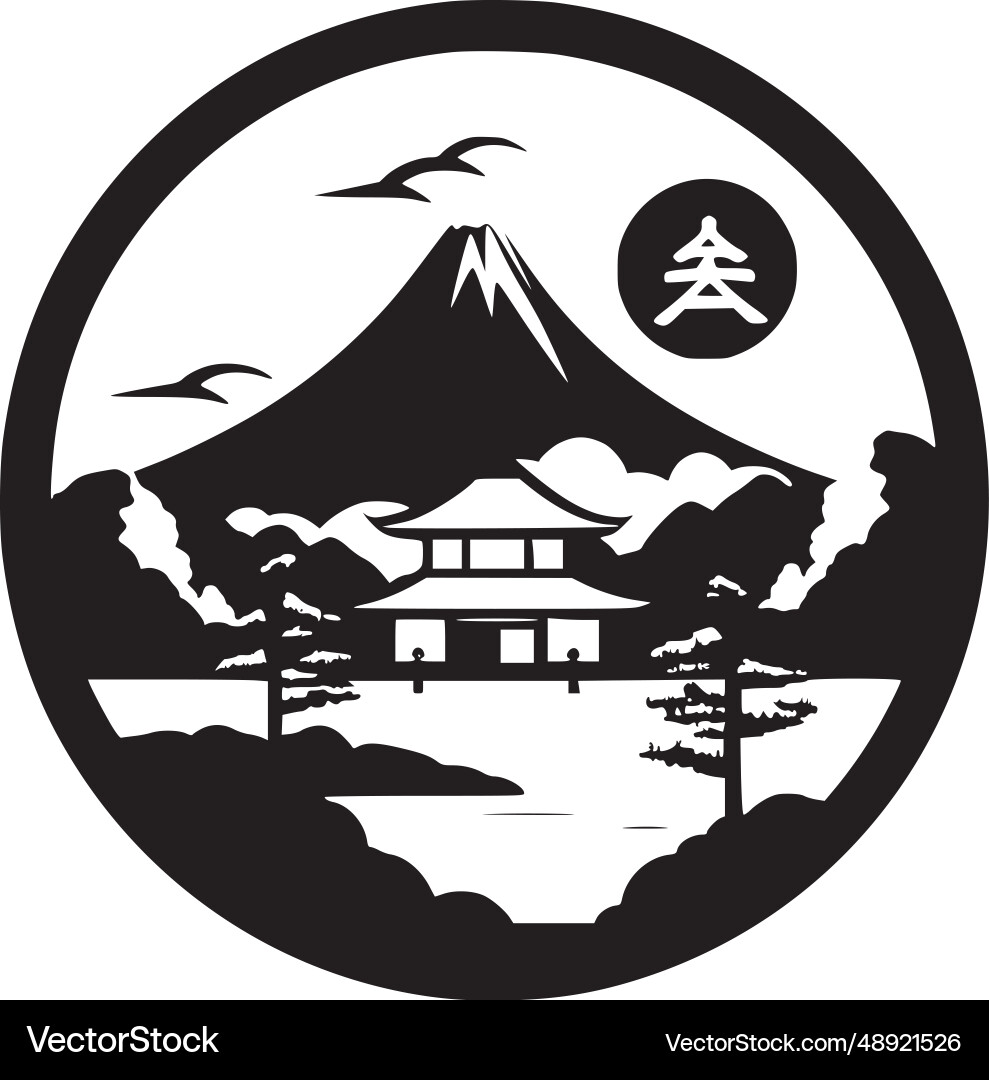 Japan - minimalist and flat logo Royalty Free Vector Image
