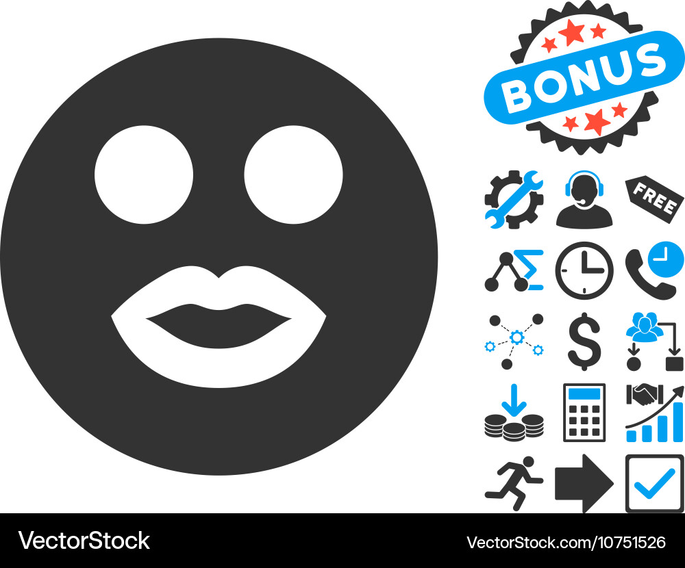 Lady smile flat icon with bonus Royalty Free Vector Image
