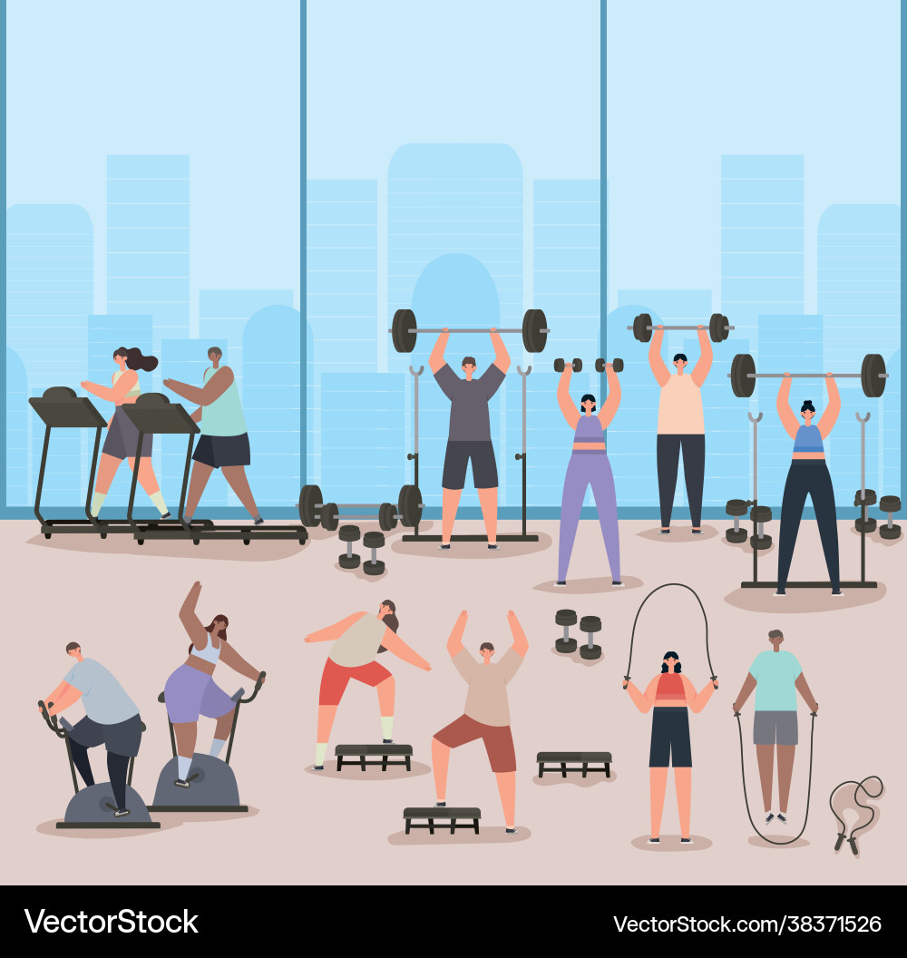 People doing exercise Royalty Free Vector Image