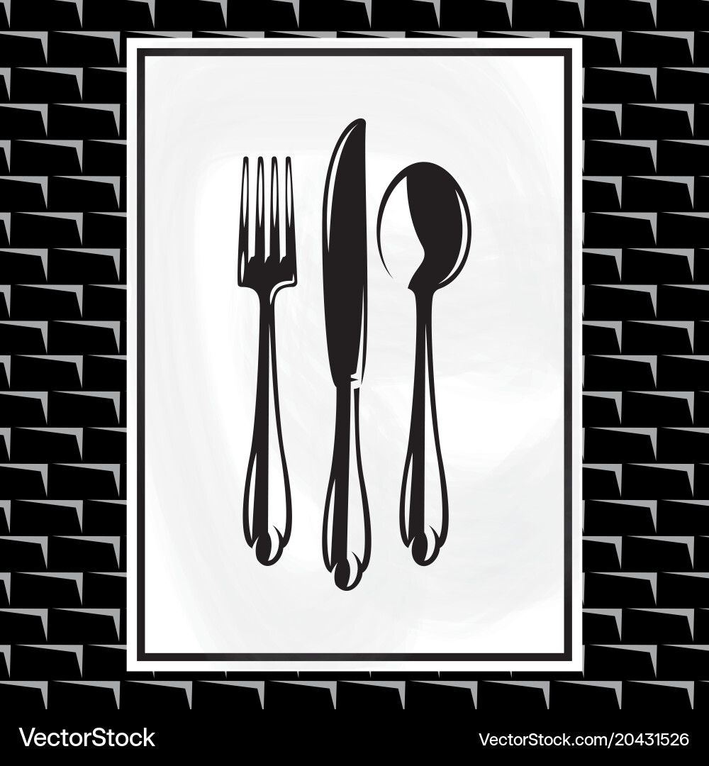 Poster with a spoon fork and knife on white Vector Image