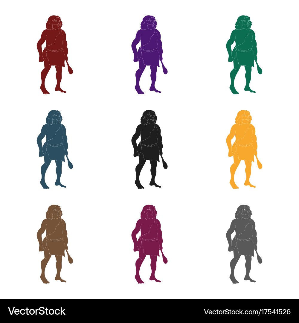 Primitive man with truncheon icon in black style Vector Image