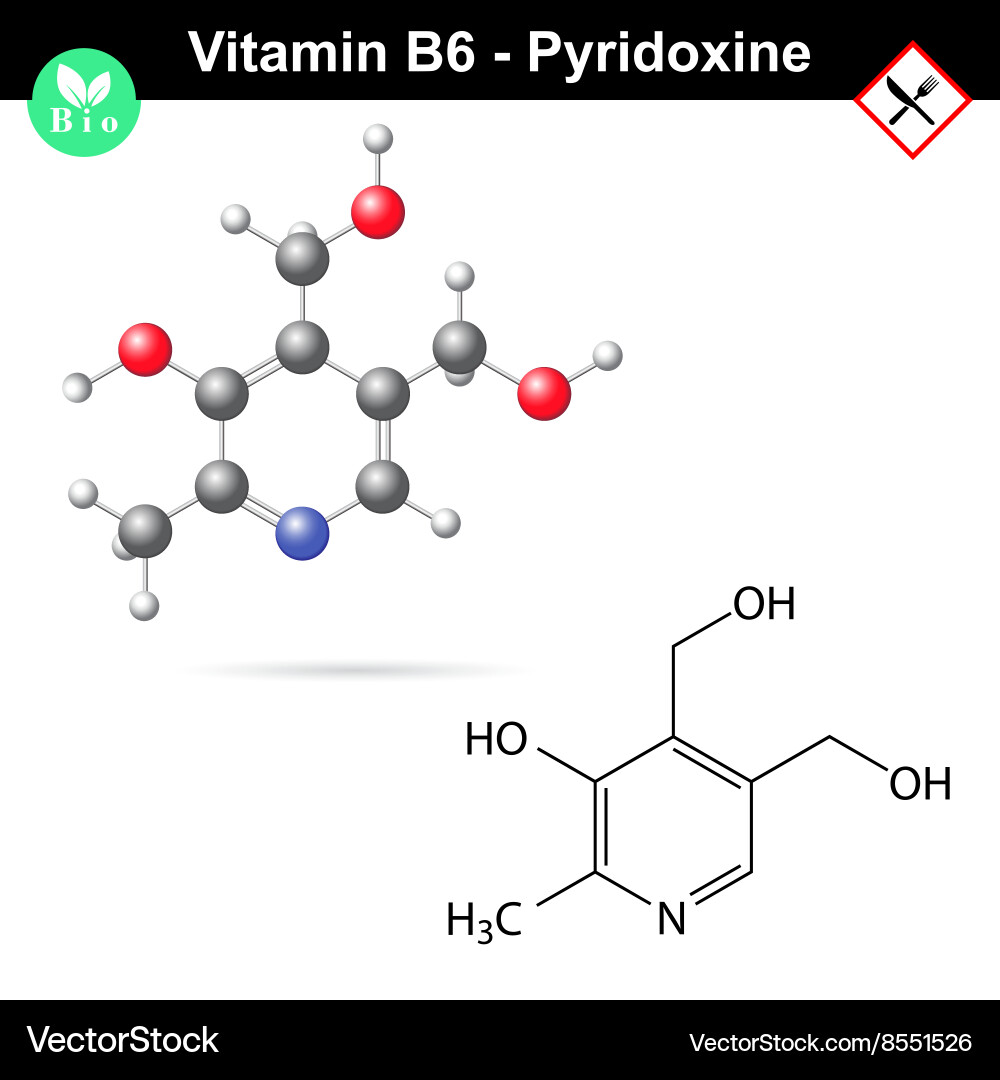 Pyridoxine chemical formula Royalty Free Vector Image