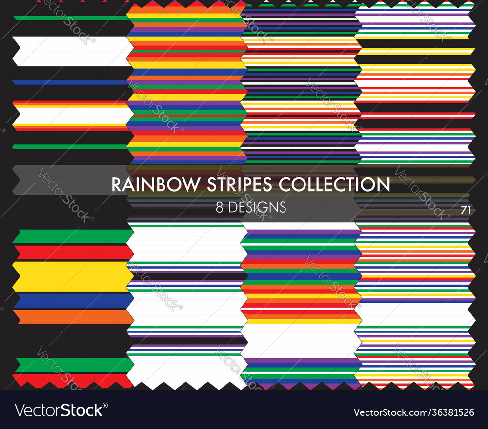 Rainbow stripe seamless pattern collection Vector Image