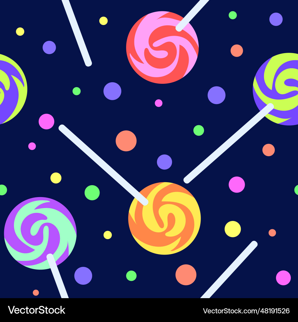 Seamless pattern of colorful lollipops Royalty Free Vector