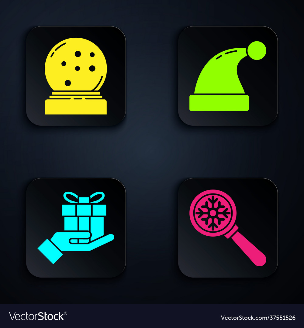 Set magnifying glass with snowflake christmas Vector Image