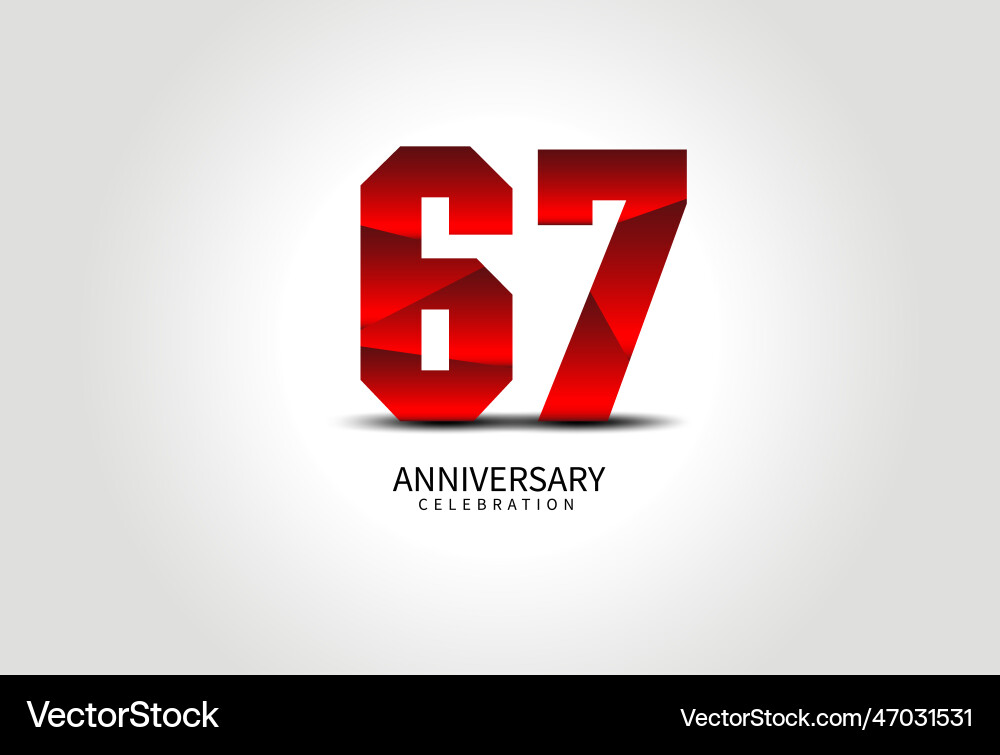 67 year anniversary celebration logo red Vector Image