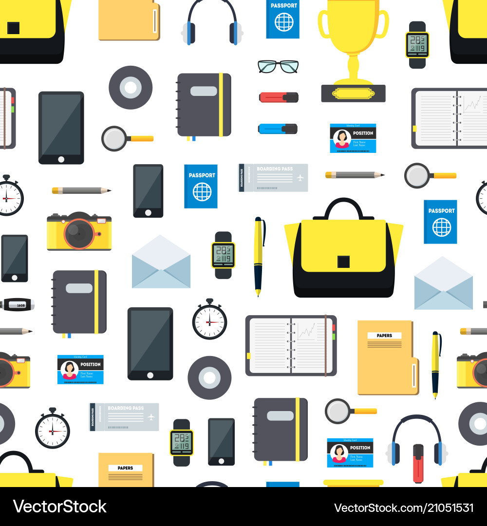 Cartoon businesswoman accessory seamless pattern Vector Image