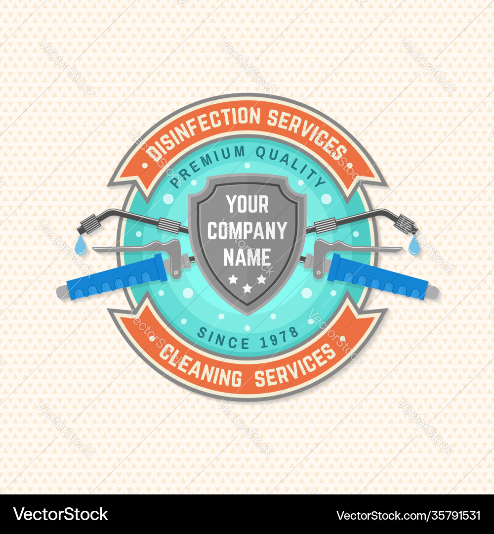 Disinfection and cleaning services patch badge Vector Image