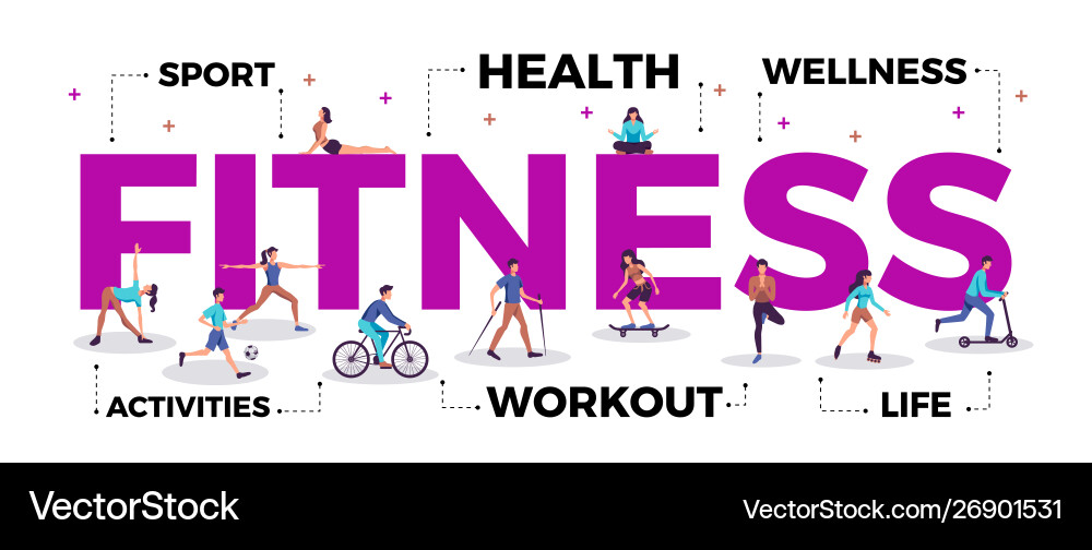 Fitness lettering title Royalty Free Vector Image