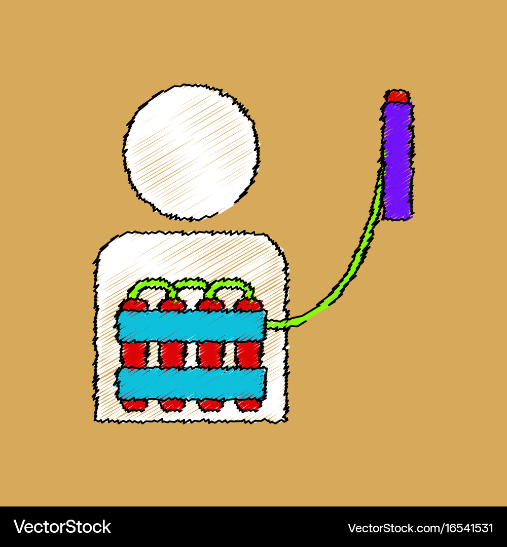 Flat shading style icon man with bomb Royalty Free Vector