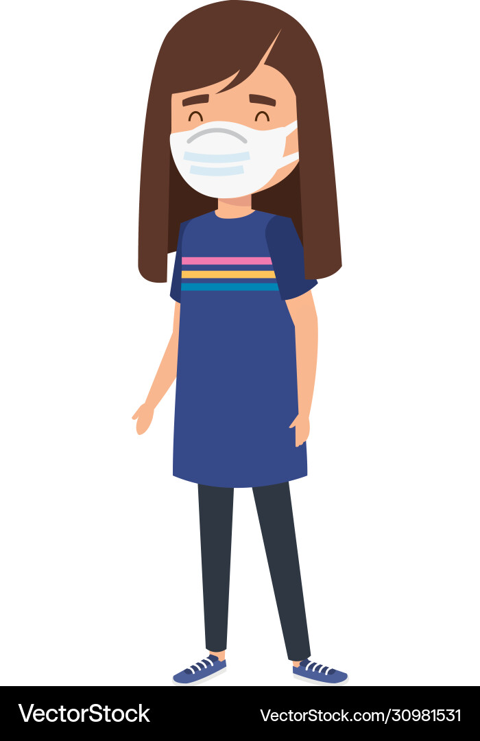 Girl using face mask isolated icon Royalty Free Vector Image