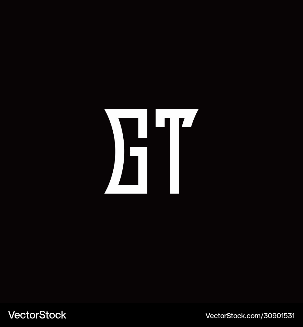 Gt monogram logo letter with curved side style Vector Image
