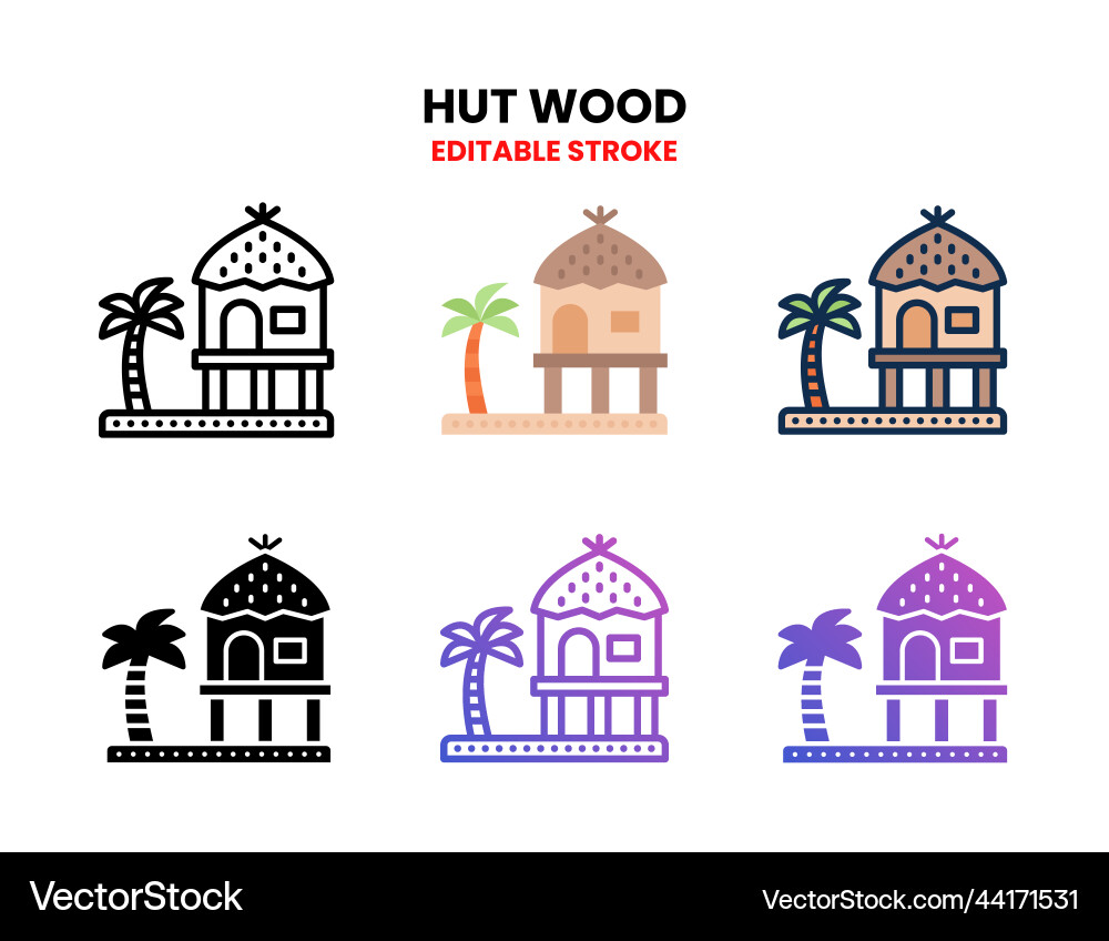 Hut wood icon set with different styles Royalty Free Vector